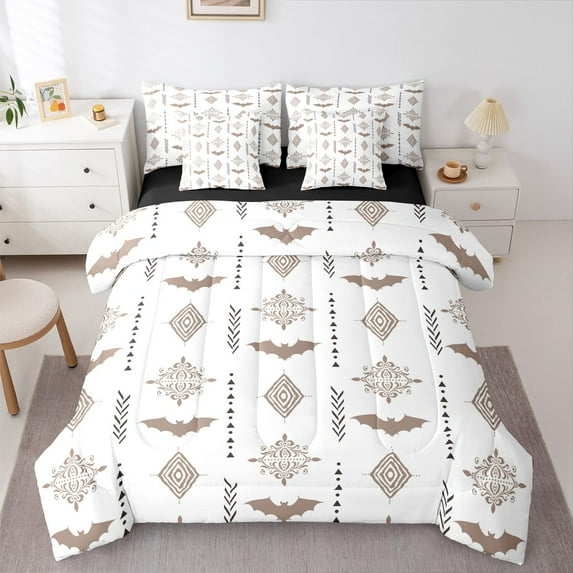 Feelyou Boho Mandala Damask Twin Bedding Sets 7pcs, Horror Bat Animal ...