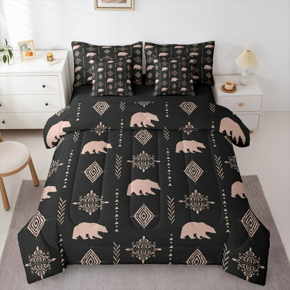 Feelyou Boho Mandala Damask Twin Bedding Sets 7pcs, Rustic Bear Animal ...