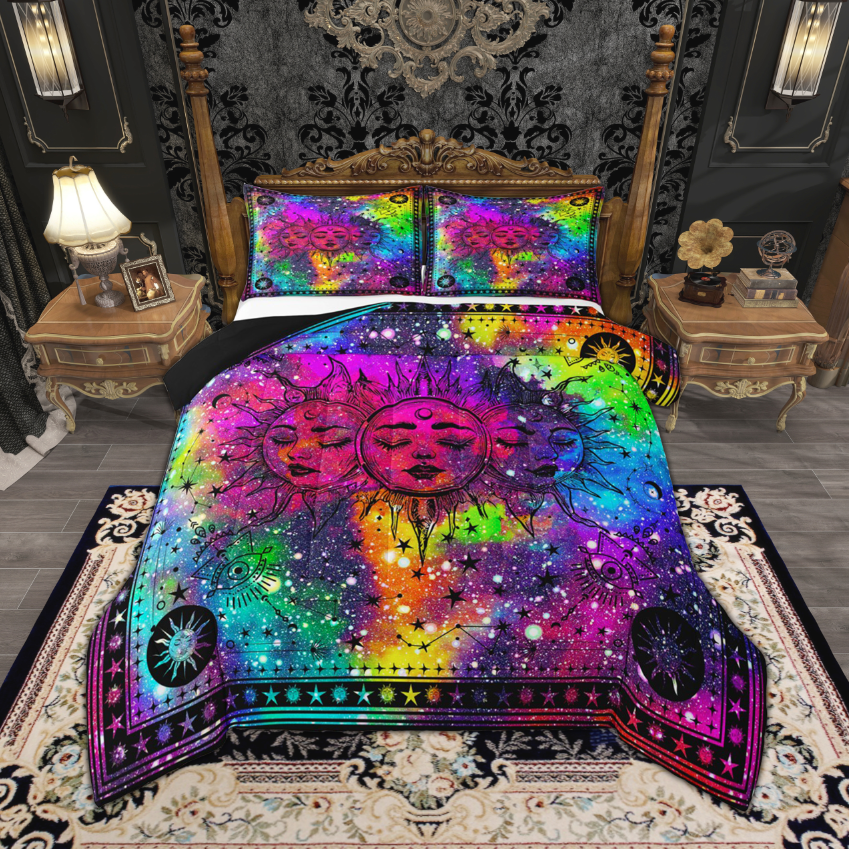 Feelyou Boho Sun Moon Full Size Comforter Sets, Psychedelic Stars ...
