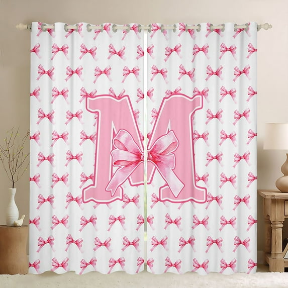 Feelyou Bow Letter M Blackout Curtains Set of 2 (52x84 Each), Pink ...