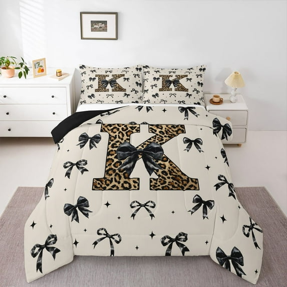 Feelyou Bow Monogrammed K Twin Comforter Sets, Kawaii Princess Bowknot ...