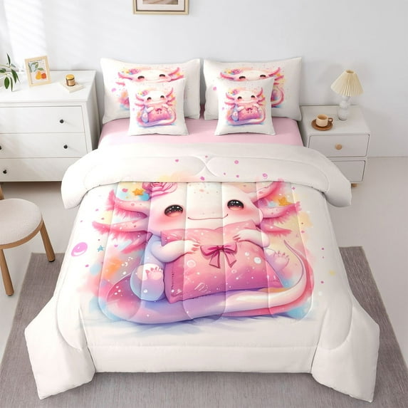 Feelyou Bowknot Axolotl Twin Bedding Sets 7-Piece, Fairy Princess ...