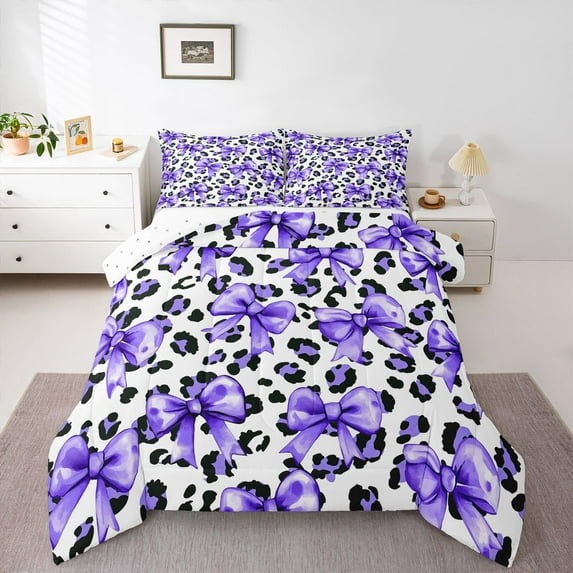 Feelyou Bowknot Bow Full Size Comforter Sets, Fashion Leopard Print ...