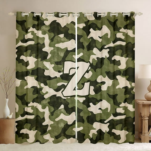 Feelyou Boy Camo Blackout Curtains Set of 2 (52x84 Each), Initial Z ...
