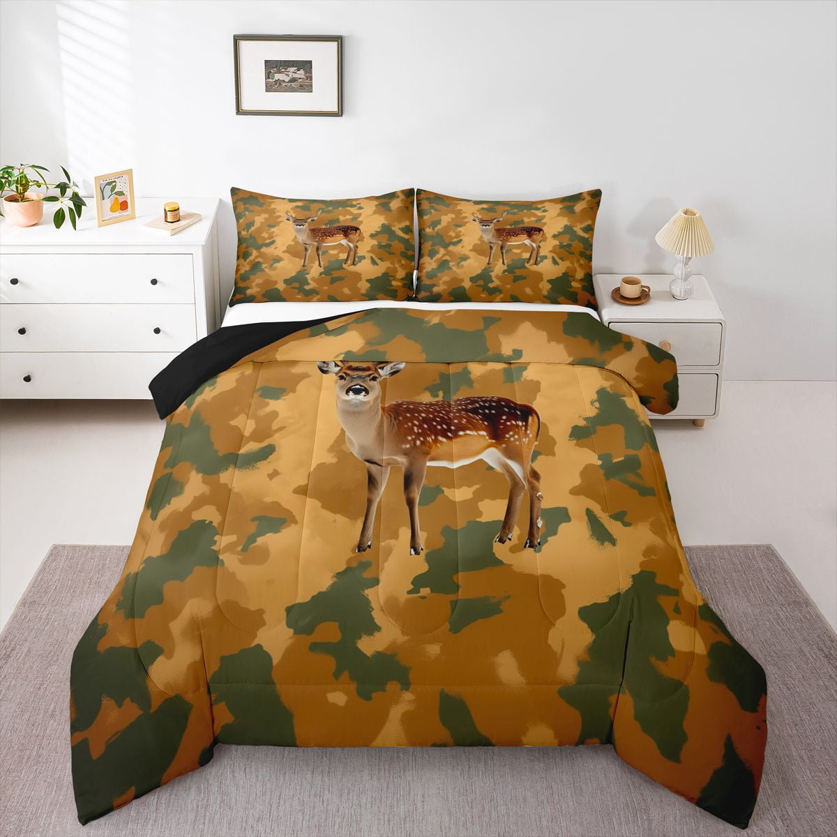 Feelyou Boy Woodland Animal Queen Comforter Set, Rustic Deer Moose ...