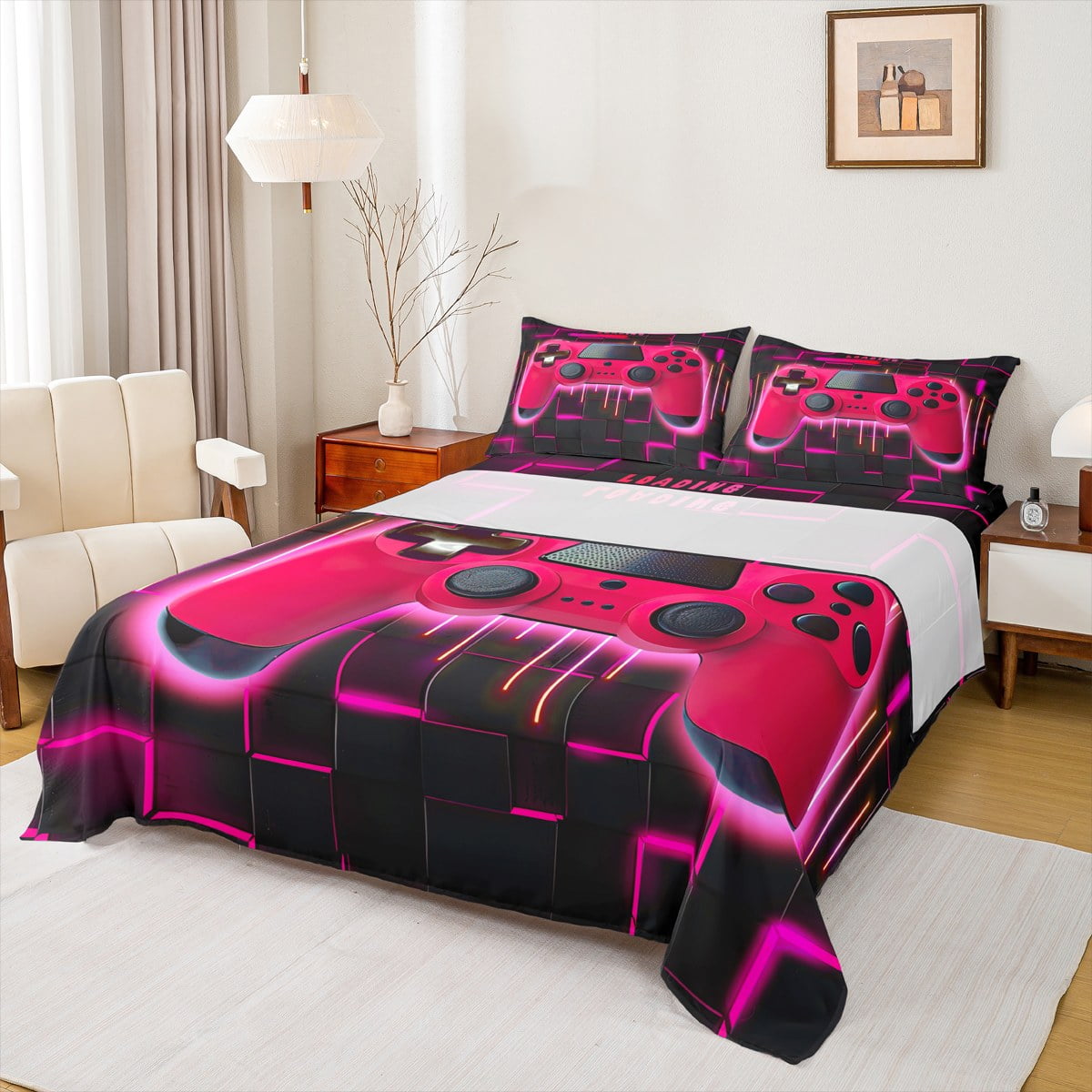 Feelyou Boys Game Console Full Size Sheets, Modern Fashion Red Gamepad ...