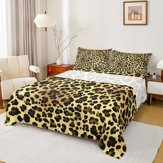 Feelyou Brown Leopard Print Full Size Sheets, Polkadots Circle Bed ...