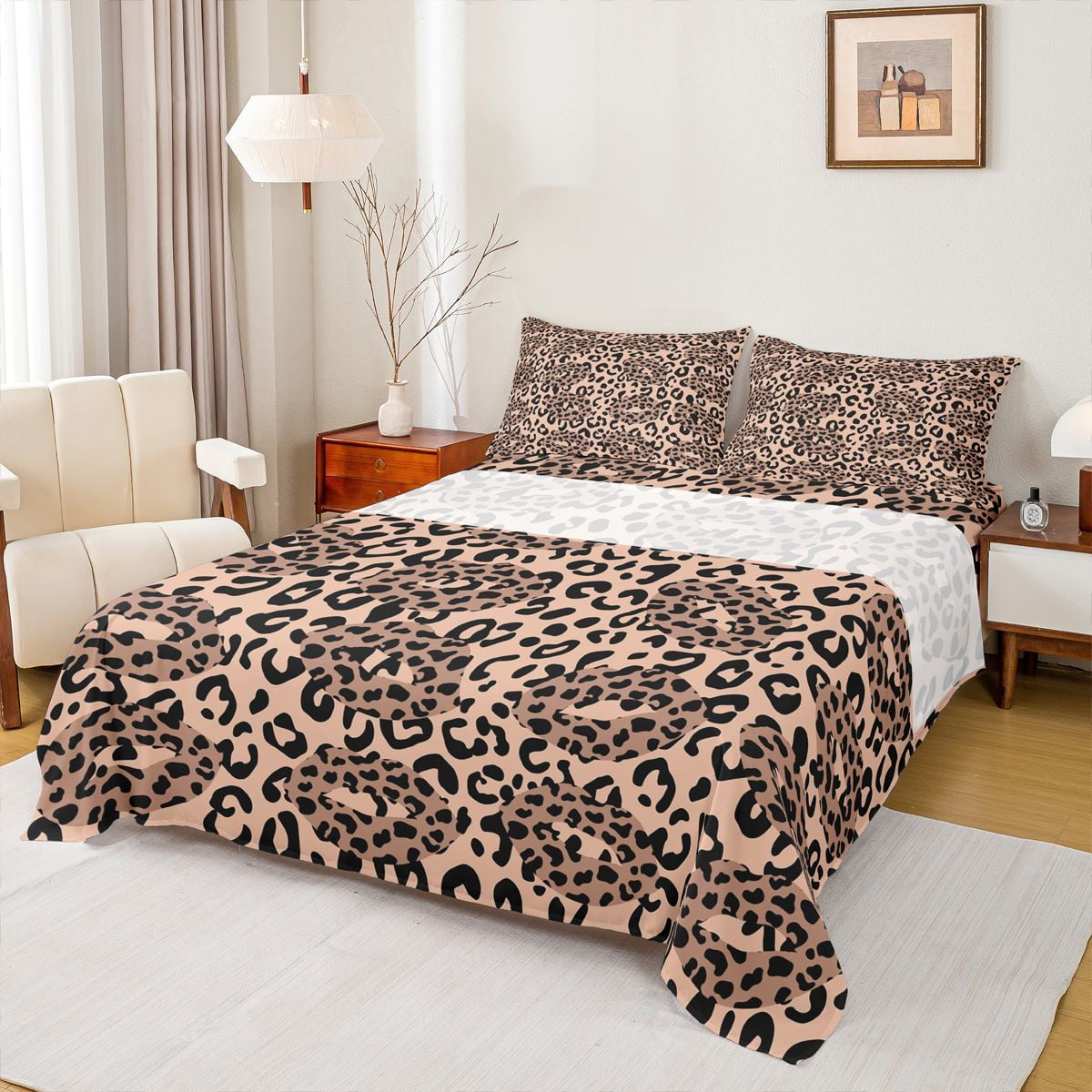Feelyou Brown Polkadots Teen Twin Sheet Sets, Leopard Cheetah Print ...