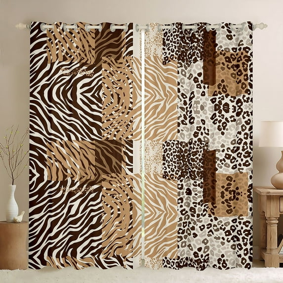 Feelyou Brown Zebra Print Curtains Pack of 2 (42x84 Each) for Teen ...