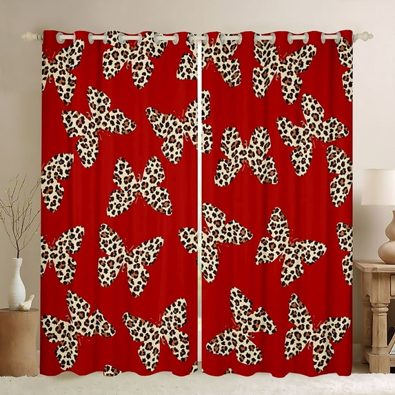 Feelyou Butterfly Blackout Curtains Set of 2 (52x84 Each), Cheetah ...