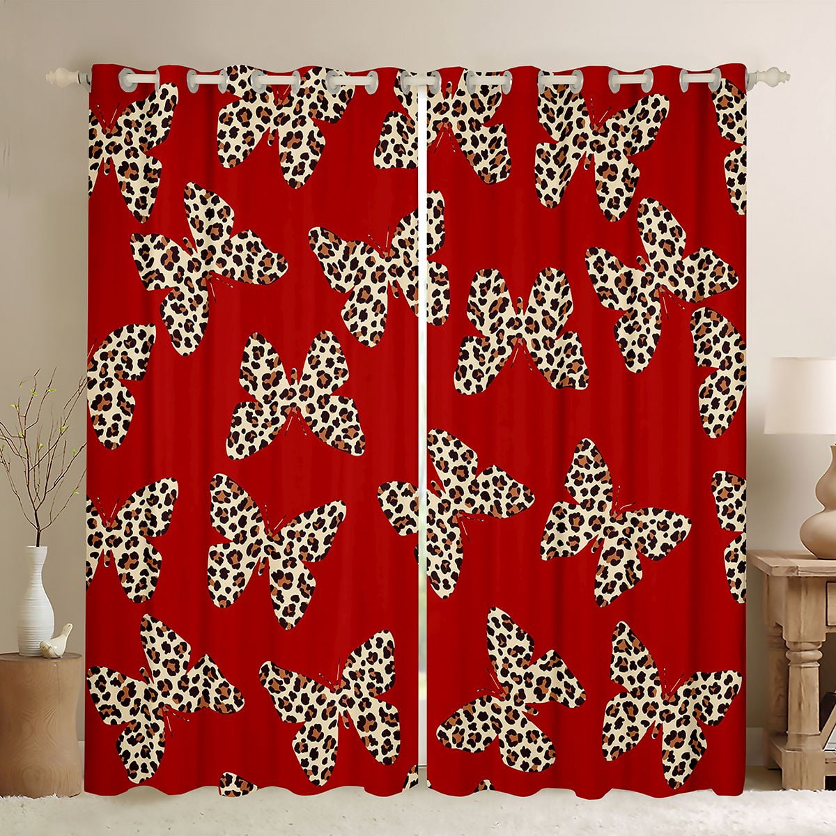 Feelyou Butterfly Curtains Pack of 2 (42x84 Each), Leopard Cheetah ...