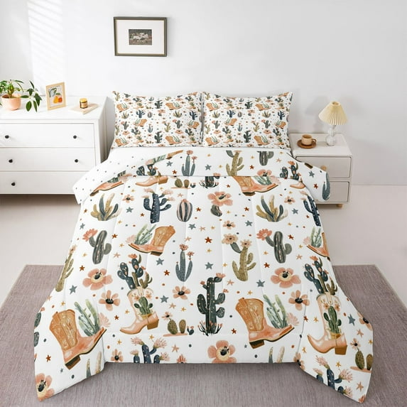 Feelyou Cactus Flower Plant Full Size Comforter Sets, Cowgirl Cowboy ...