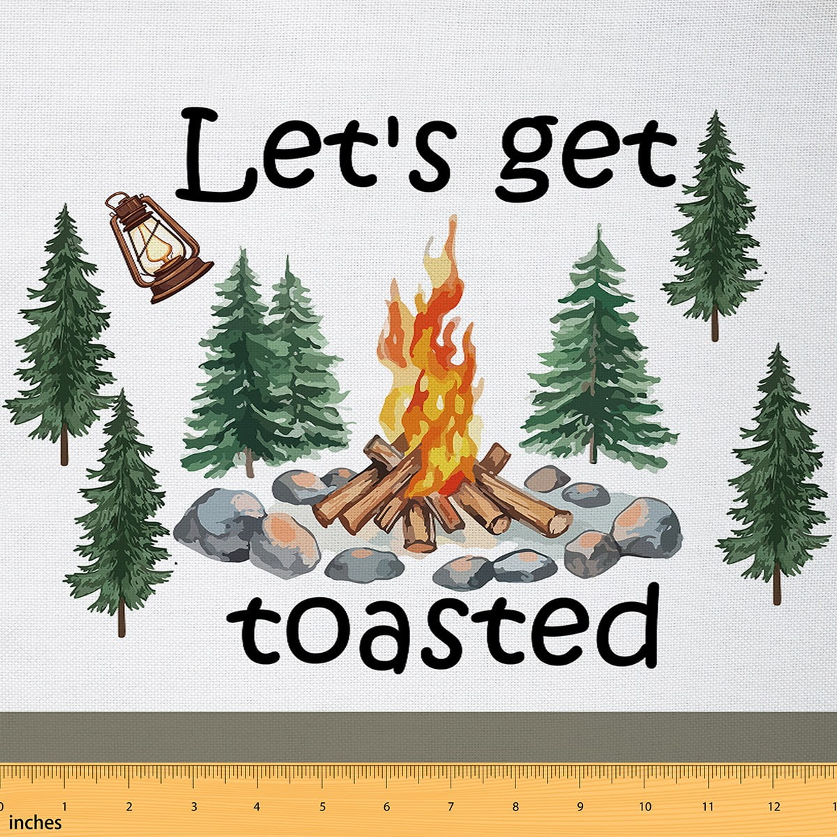 Feelyou Camping Theme Fabric by the Yard 10 Yards, Pine Tree Campfire ...