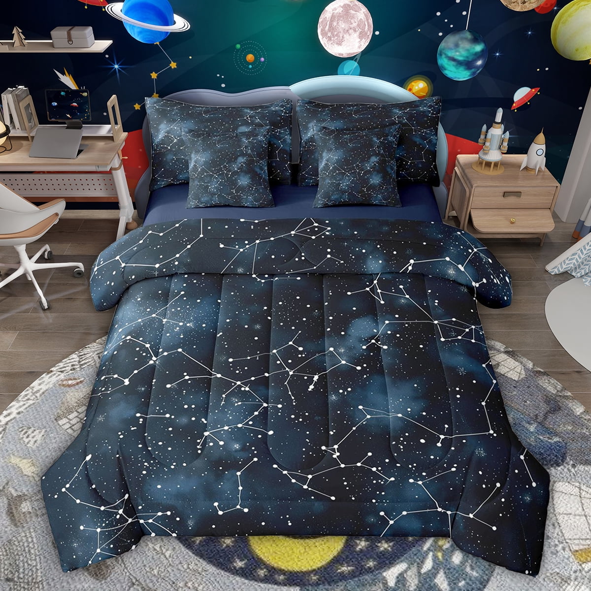 Feelyou Cartoon Astrology Bedding Comforter Set 7pcs, Starry Sky Galaxy ...