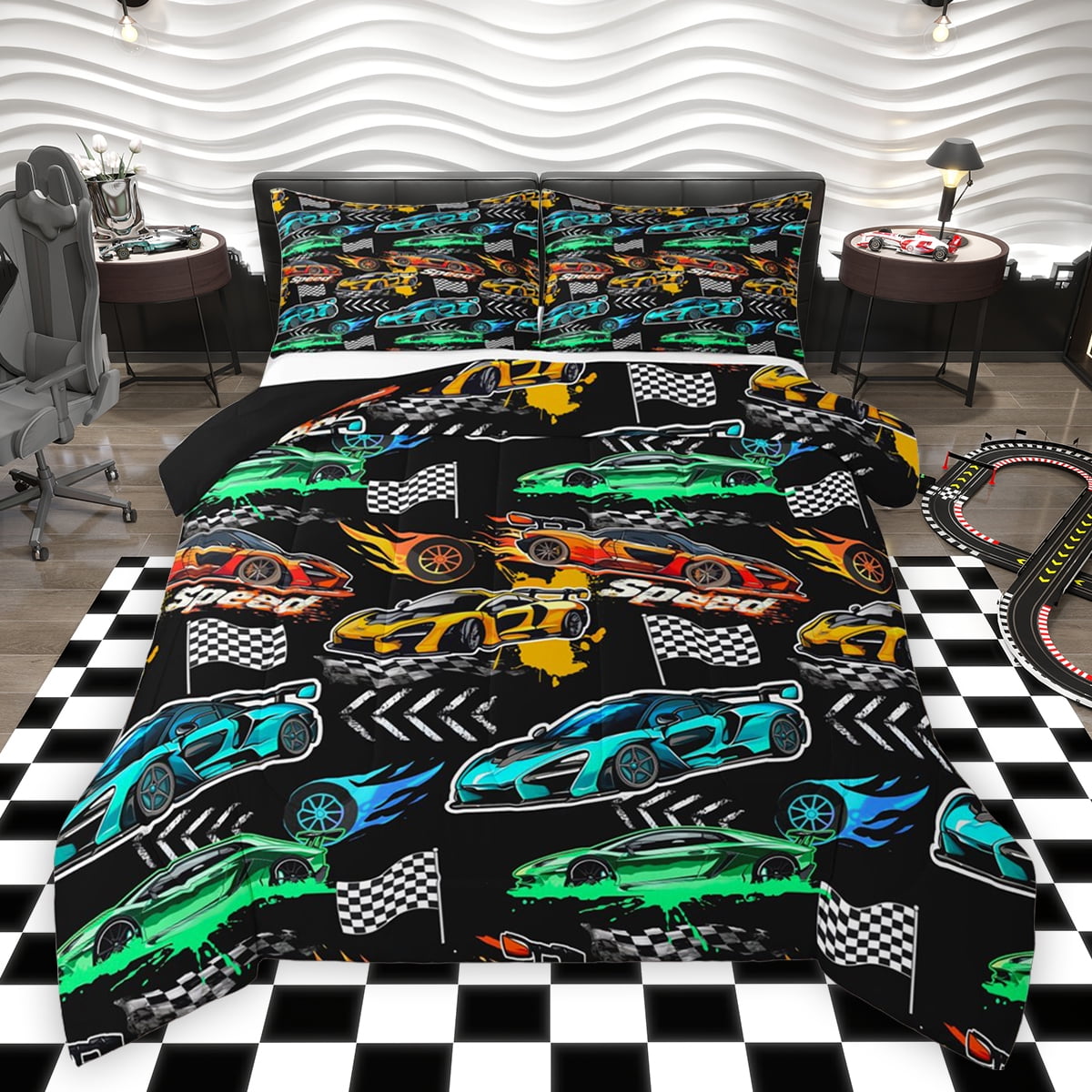 Feelyou Cartoon Automobile Boys Bedding Comforter Set, Speed Sports ...