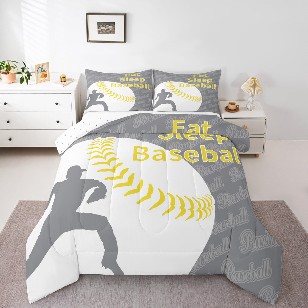Feelyou Cartoon Baseball Athlete Full Size Comforter Sets for Boys ...