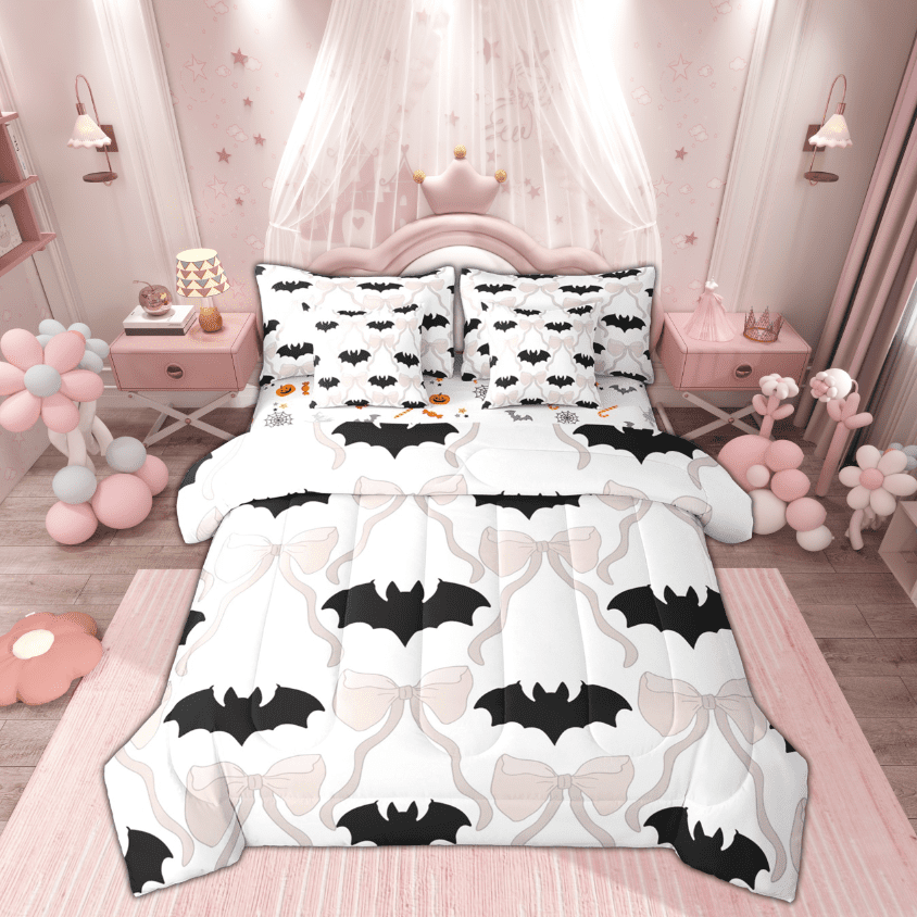 Feelyou Cartoon Bat Teen Twin Bedding Sets 7-Piece, Kawaii Princess ...