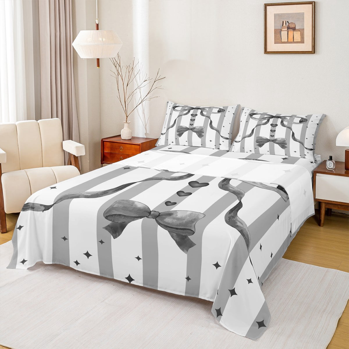 Feelyou Cartoon Bowknot Child Bed Sheets, Girly Watercolor Bow-tie King ...
