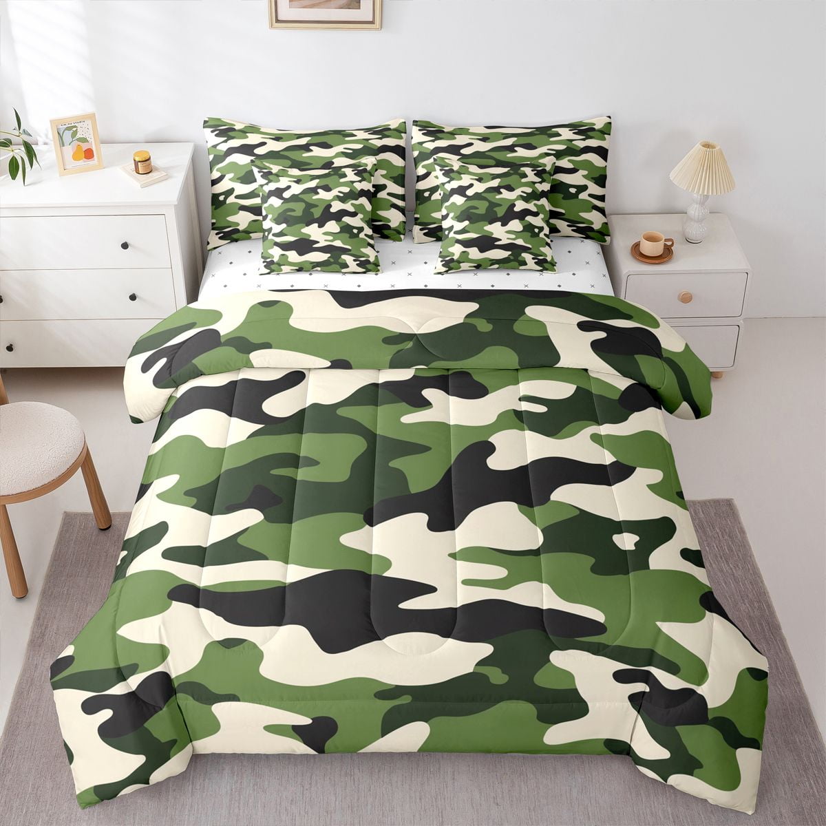 Feelyou Cartoon Camo Bedding Comforter Set 7 Pieces, Fashion Camouflage ...