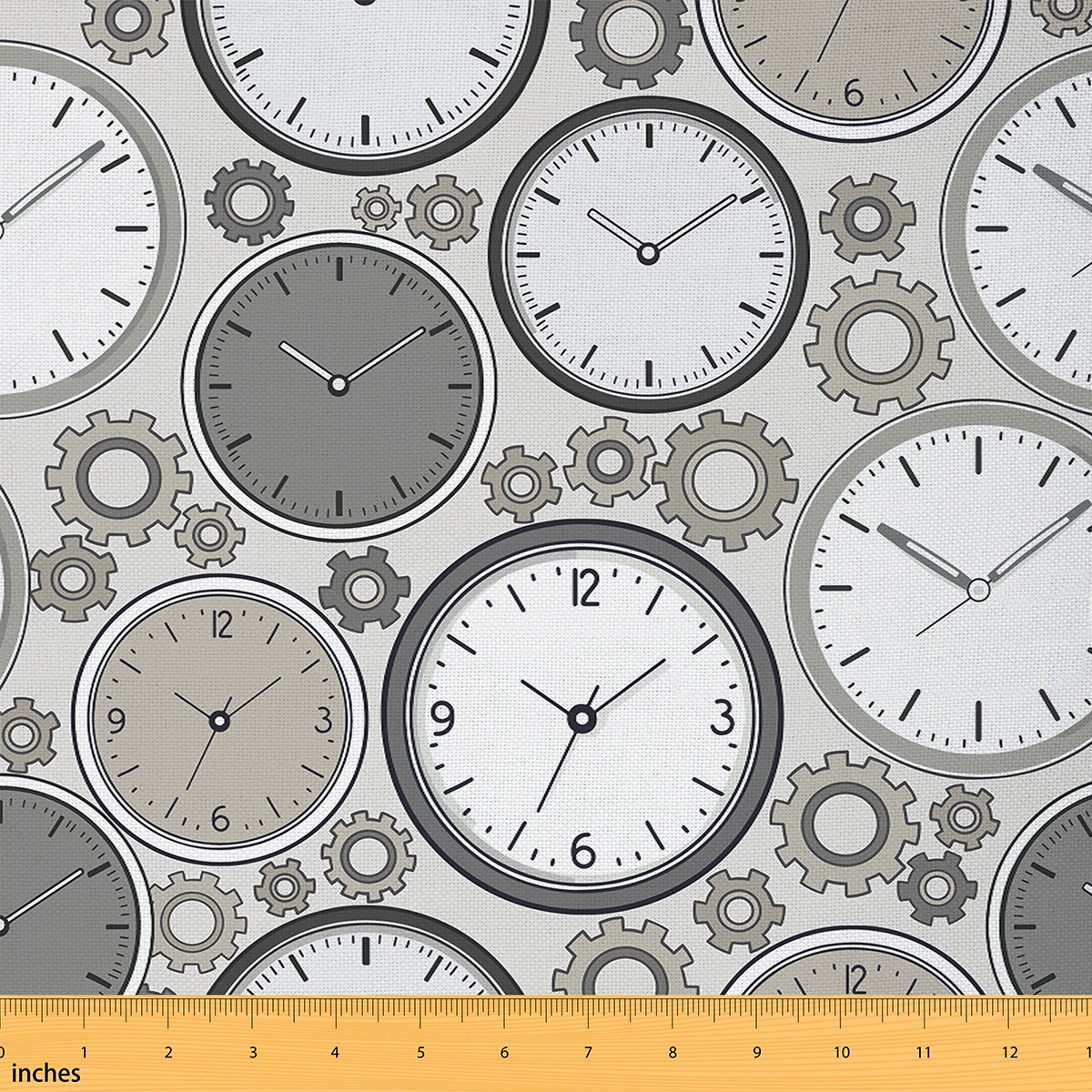 Feelyou Cartoon Clock Fabric by the Yard 1 Yard, Geometric Room Decor ...
