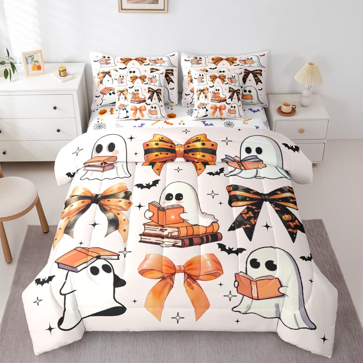 Feelyou Cartoon Cute Ghost Bedding Comforter Set 7 Pieces for Kid ...