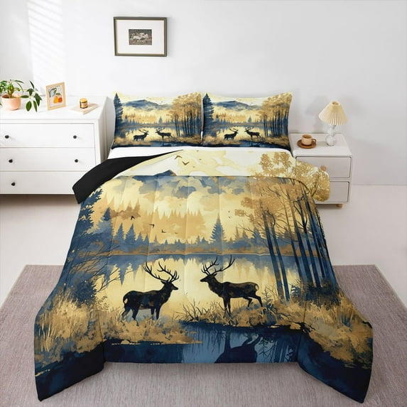 Feelyou Cartoon Deer Moose Full Size Comforter Sets, Western Rustic ...