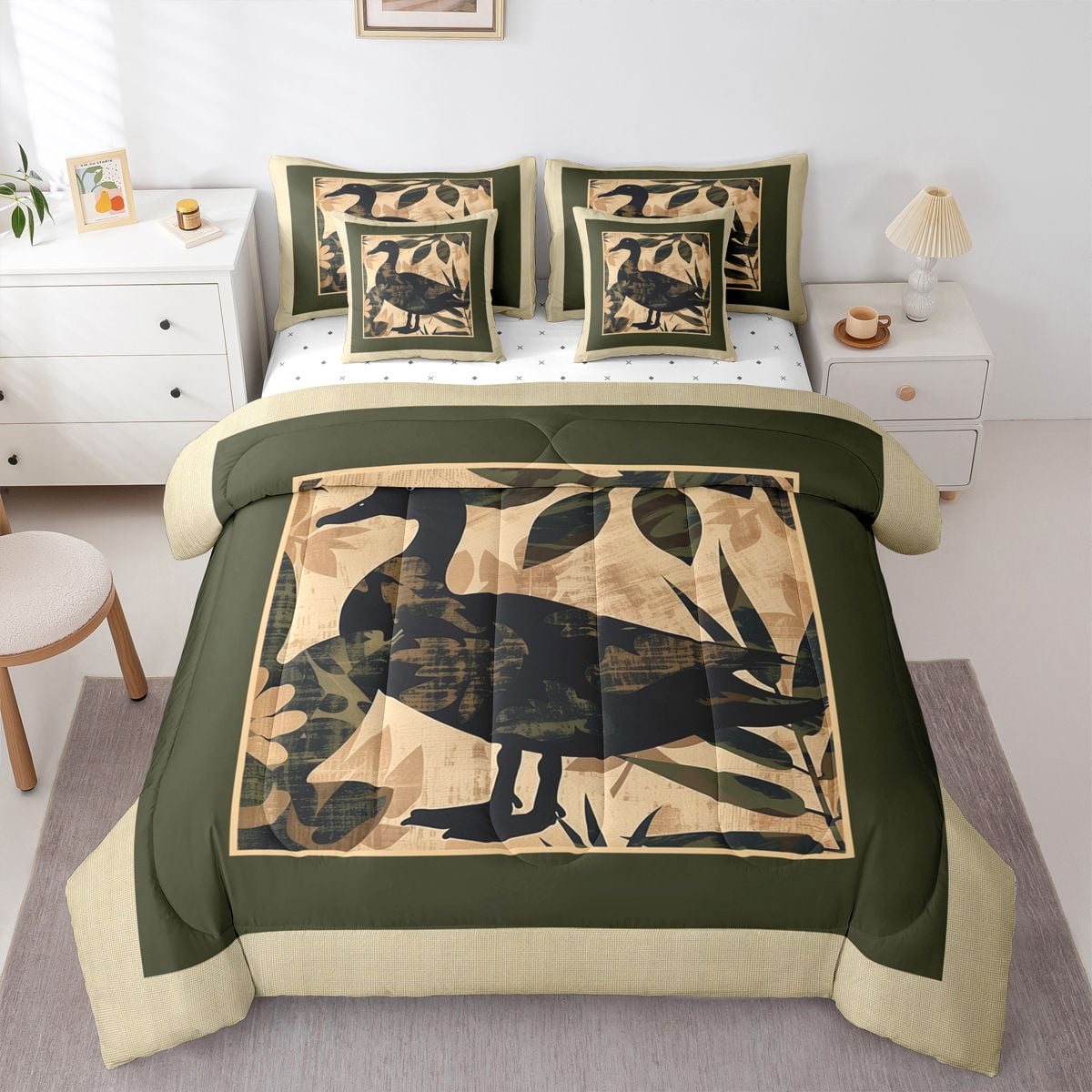 Feelyou Cartoon Duck Bedding Comforter Set 7pcs, Vintage Western Cabin ...