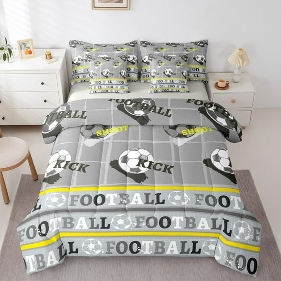 Feelyou Cartoon Football Kids Bedding Comforter Set 7 Pieces, Soccer ...