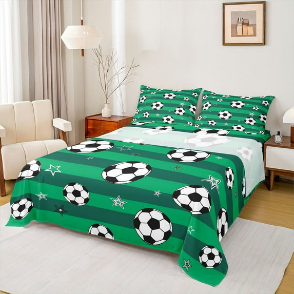 Feelyou Cartoon Football Soccer Bed Sheets, Stars Print King Sheets ...