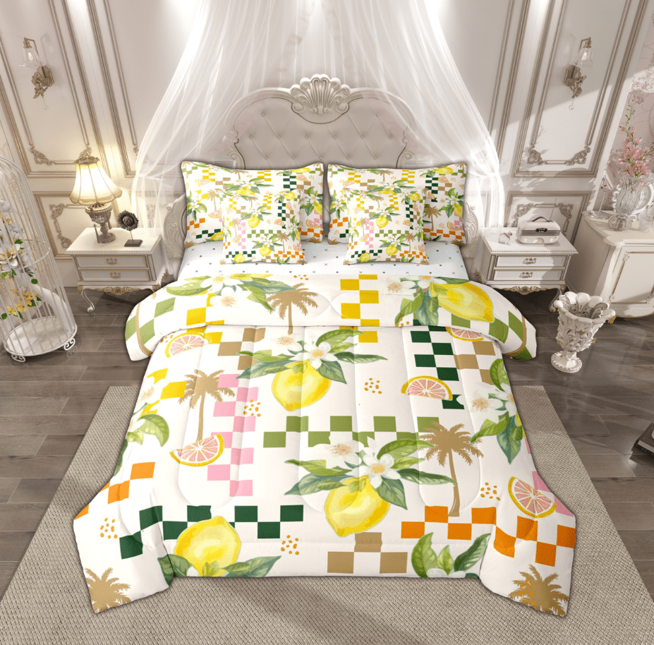 Feelyou Cartoon Fruit Lemon Bedding Comforter Set 7-Piece, Rustic ...