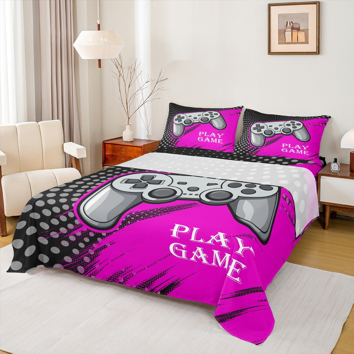 Feelyou Cartoon Gamepad Player Bed Sheets for Kid, Fuchsia Cycle ...