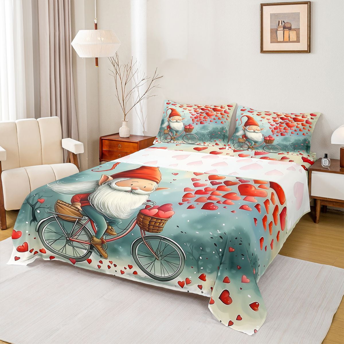 Feelyou Cartoon Gnome Teen Queen Sheet Sets, Happy Valentine's Day Bed ...
