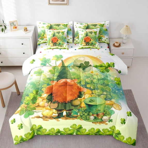 Feelyou Cartoon Gnome Twin Bedding Sets 7pcs, Lucky Spring Shamrock ...