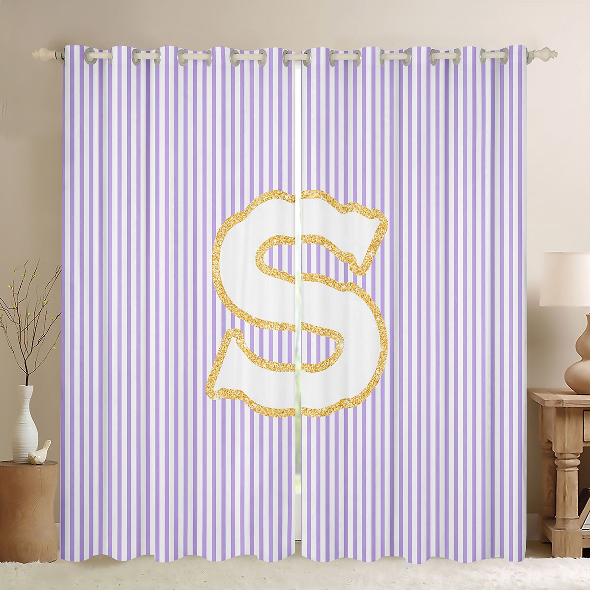 Feelyou Cartoon Initial Letter Curtains Pack of 2 (42x84 Each), Kawaii ...