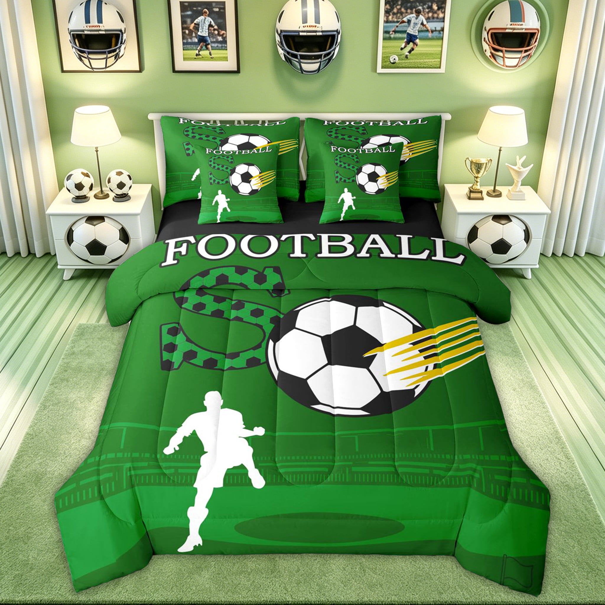 Feelyou Cartoon Initial S Letter King Bedding for Boys, Modern Football ...