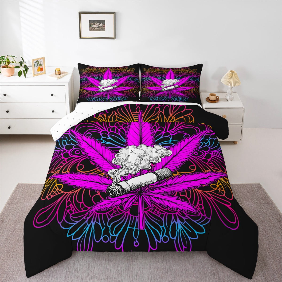 Feelyou Cartoon Jungle Leaf Bedding Comforter Set, Tribal Damask Flower ...