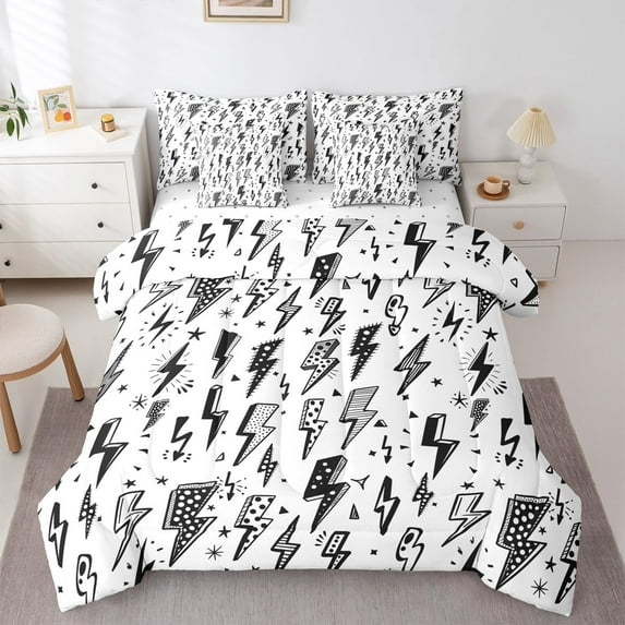 Feelyou Cartoon Lightning Bedding Comforter Set 7 Pieces, Abstract ...