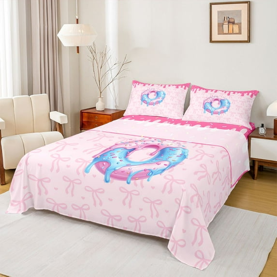 Feelyou Cartoon Monogrammed O Full Size Sheets, Bowknot Love Heart Bed ...