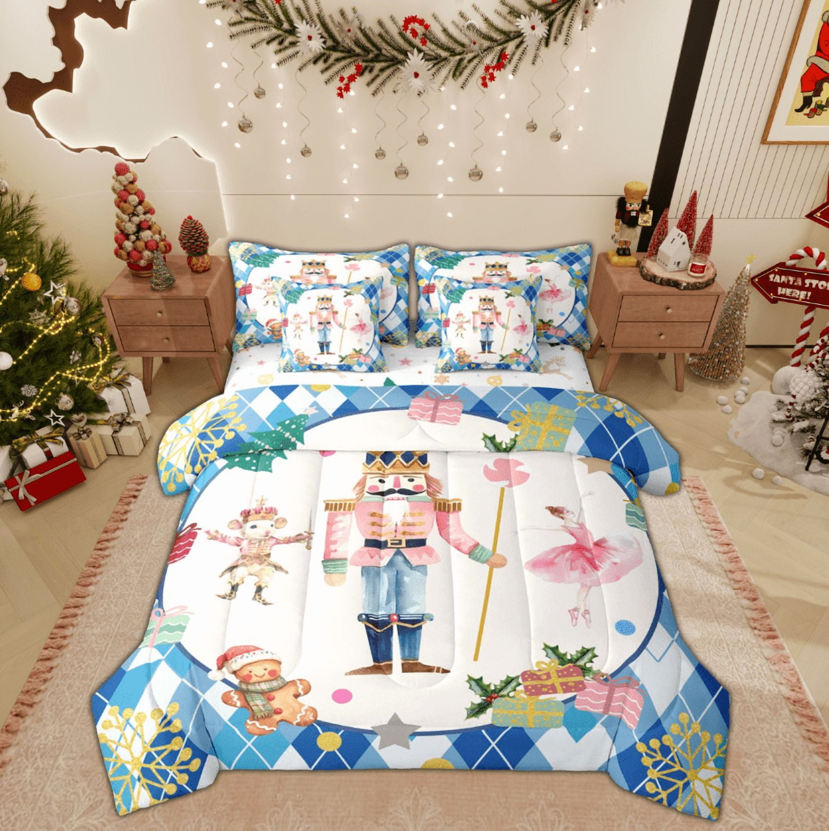 Feelyou Cartoon Nutcracker Bedding Comforter Set 7 Pieces, Merry ...