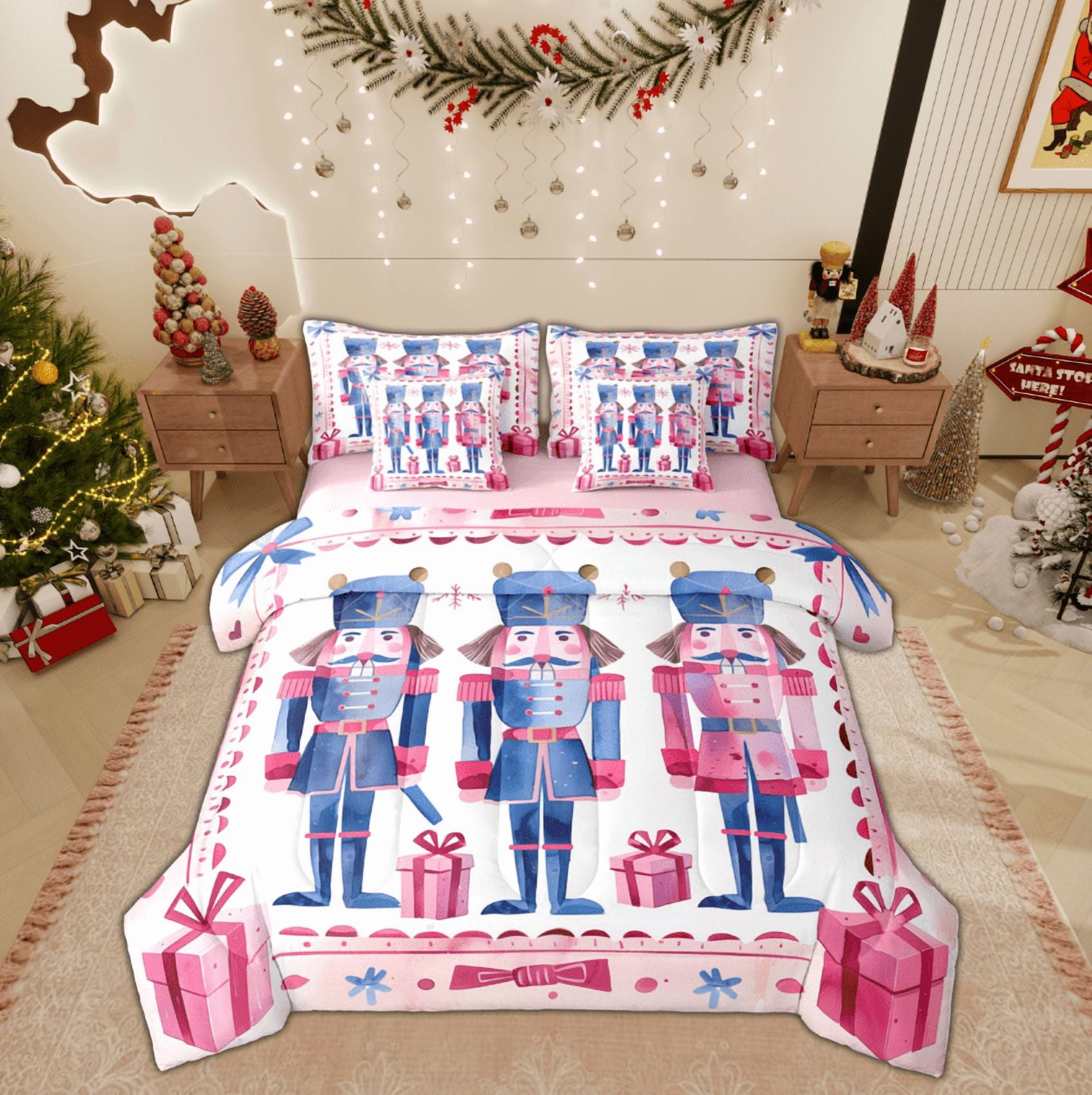 Feelyou Cartoon Nutcracker Bedding Comforter Set 7pcs, Merry Christmas ...