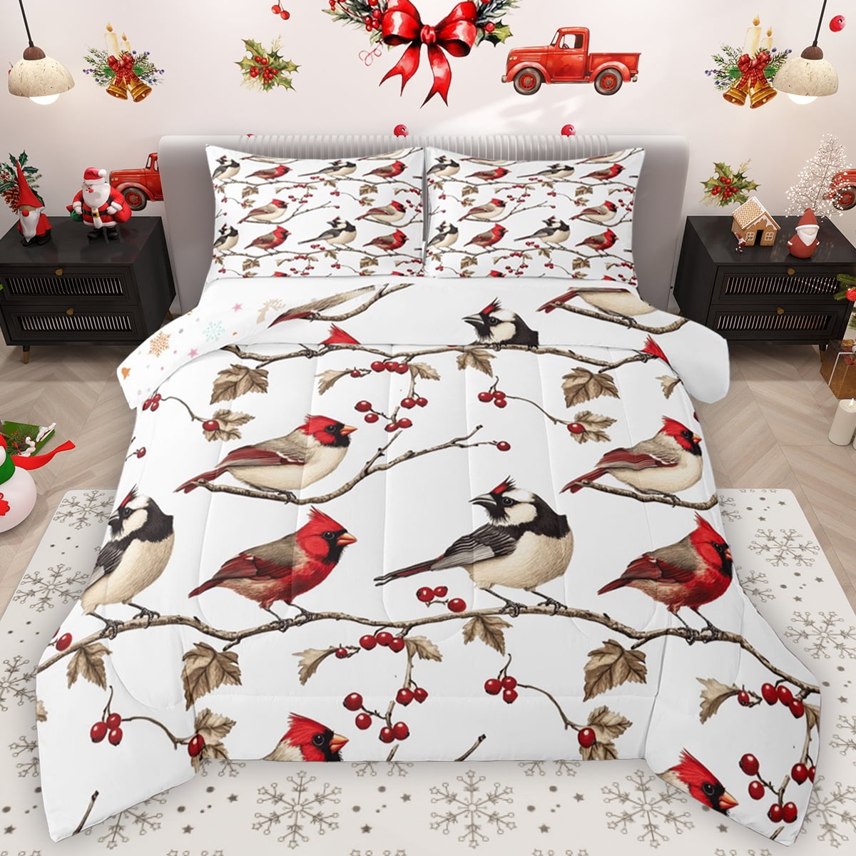 Feelyou Cartoon Red Birds Bedding Comforter Set for Kids, Branches ...