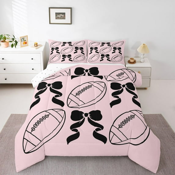 Feelyou Cartoon Rugby Football Full Size Comforter Sets, Pink Bowknot ...