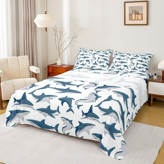 Feelyou Cartoon Sea Shark Full Size Sheets, Cute Marine Animal Bed ...