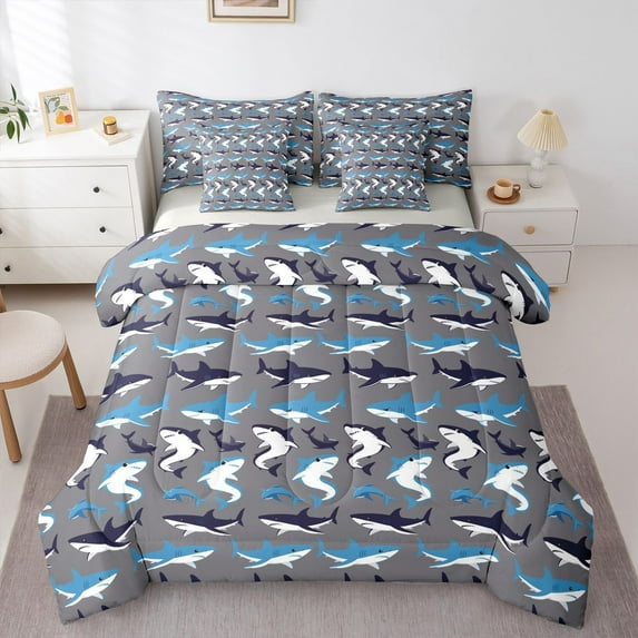 Feelyou Cartoon Shark Animal Bedding Comforter Set 7pcs, Sealife Child ...