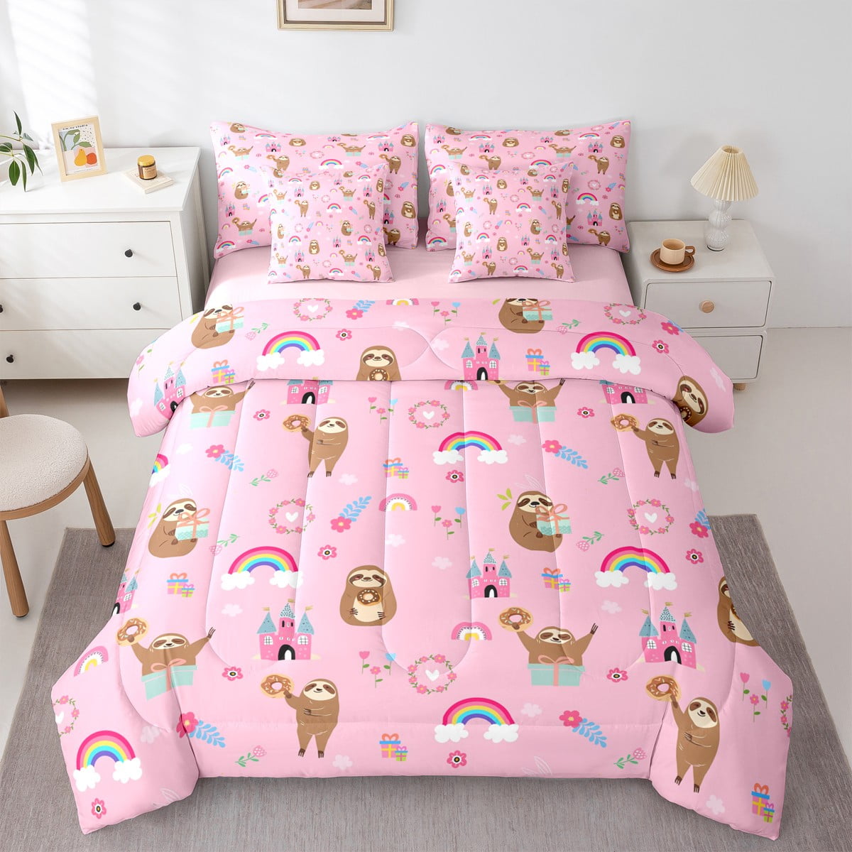 Feelyou Cartoon Sloth Animal Twin Bedding Sets 7-Piece, Mystic Princess ...
