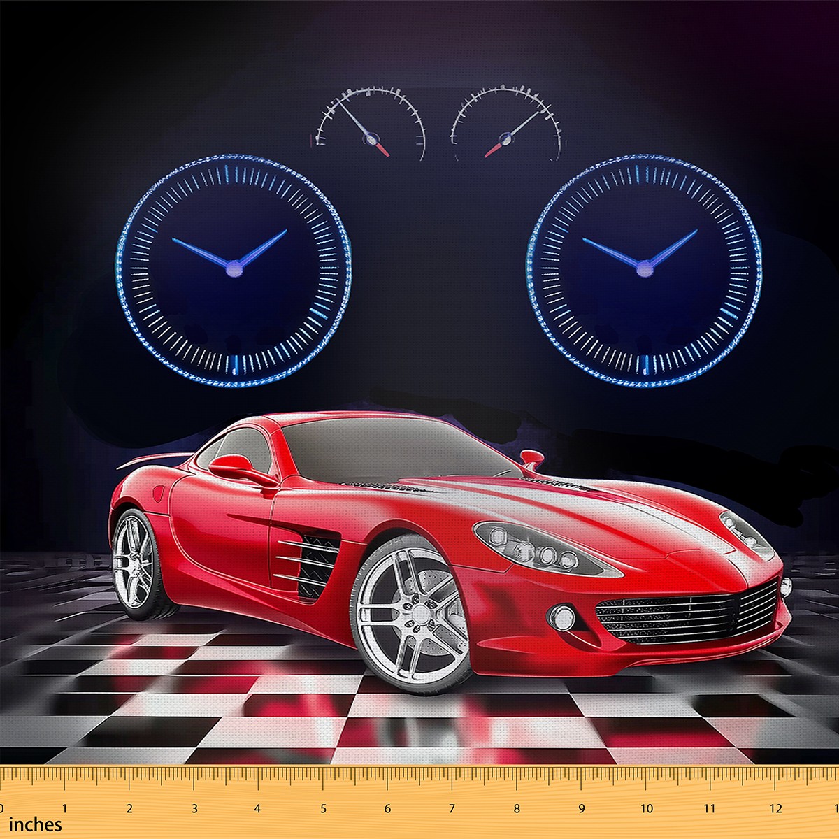 Feelyou Cartoon Sport Race Fabric by the Yard 2 Yards, Red Automobile ...