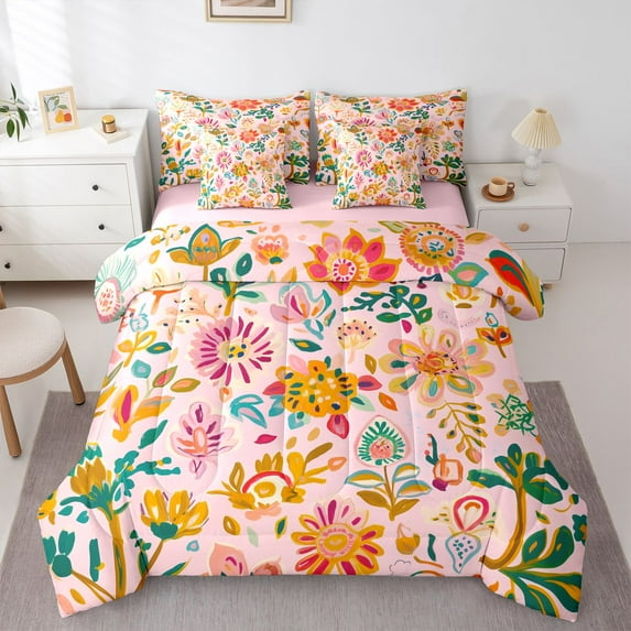 Feelyou Cartoon Tribal Floral Bedding Comforter Set 7pcs, Mandala Boho ...