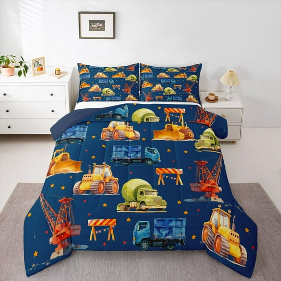 Feelyou Cartoon Truck Car Full Size Comforter Sets, Navy Vehicle ...