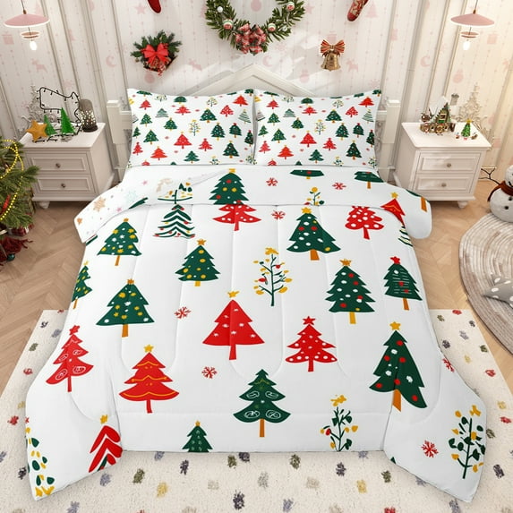 Feelyou Cartoon Xmas Tree Bedding Comforter Set, Kawaii Christmas ...