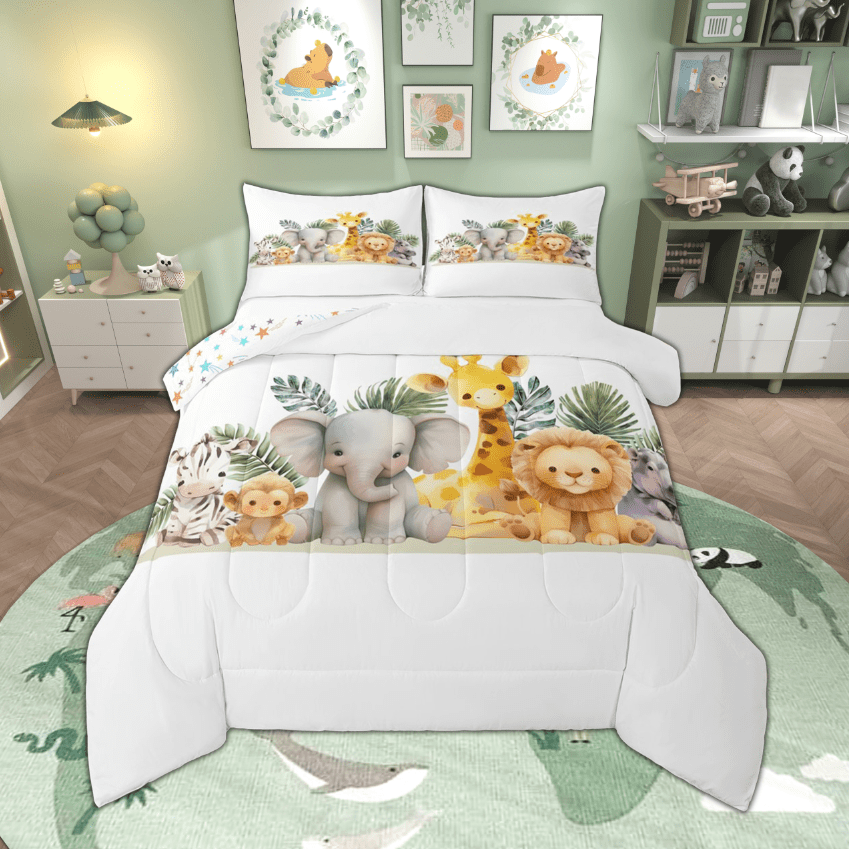 Feelyou Cartoon Zoo Animal Full Size Comforter Sets for Boys Girls ...